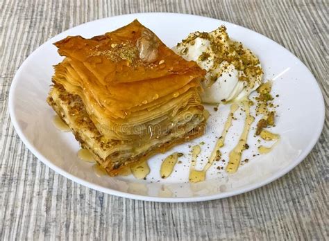 Very Good Baklava Traditional Turkish Dessert With Honey And Pi Stock