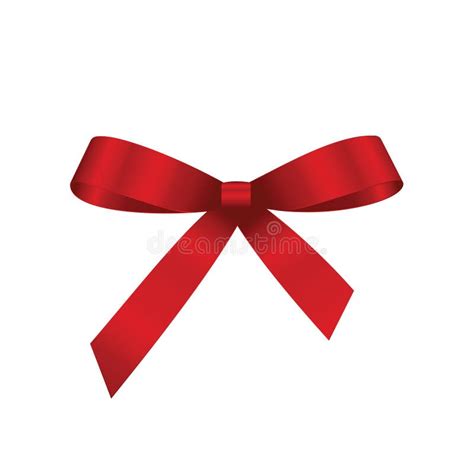 Vector Shiny Red Satin T Bow Close Up Isolated On White Background