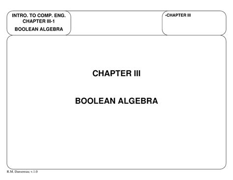 Boolean Algebra 1 Bool Alg Hw1 Intro To Comp Eng Chapter Iii