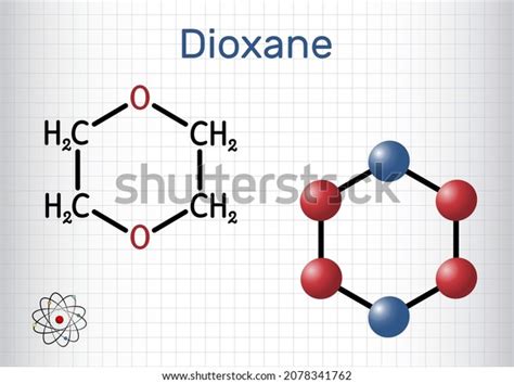 Dioxane 14 Dioxane Molecule Used Primarily Solvent Stock Vector