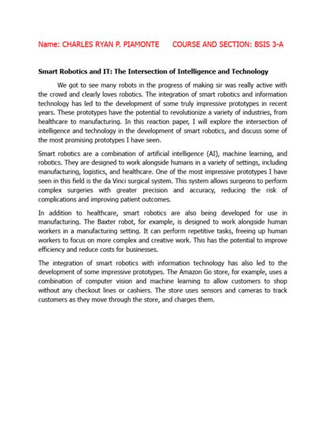 Smart Robotics And It The Intersection Of Intelligence And Technology