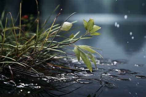 Premium Ai Image Splashes Of Water On The Surface Of A Lake