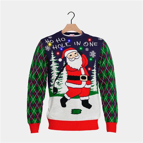 Sweter Świąteczny Z Lampkami Led Ze Świętym Mikołajem Golf Swetryswiateczne