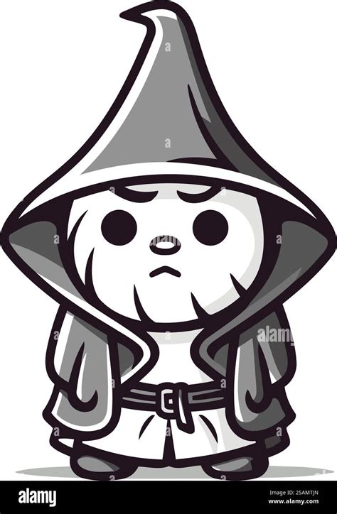 Cute Cartoon Wizard Character Vector Illustration Stock Vector Image
