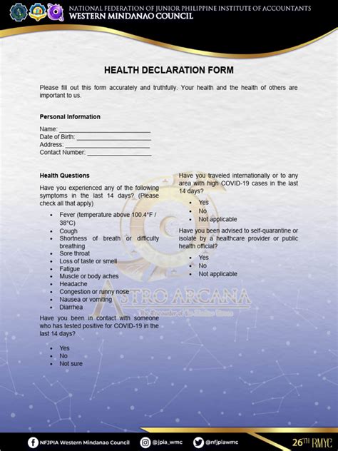 Health Declaration Form Pdf