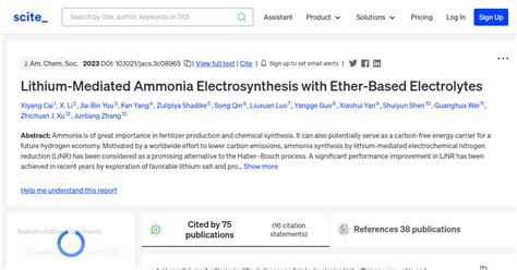 Lithium Mediated Ammonia Electrosynthesis With Ether Based Electrolytes