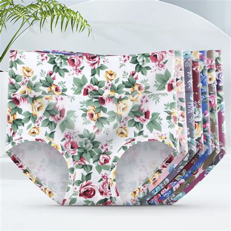 4pcs Plus Size Panties Women High Waist Panties Antibacterial Underwear