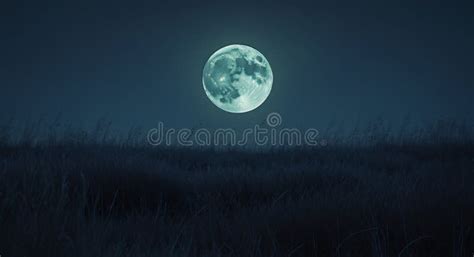Full Moon Over Dark Field Of Tall Grass At Night Stock Image Image Of Field Dark 356705015
