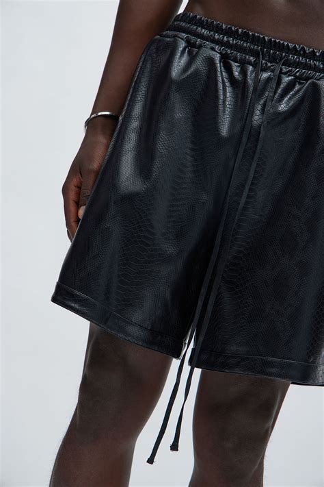 Sawyer Faux Python Shorts Black Fashion Nova Mens Shorts Fashion