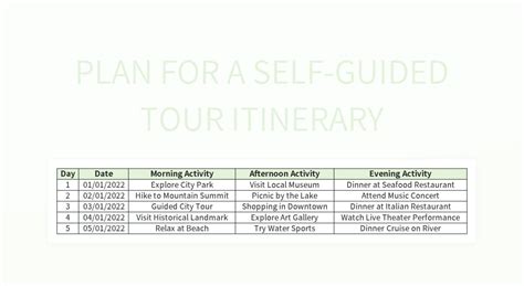 Free Guided Tour Templates For Google Sheets And Microsoft Excel