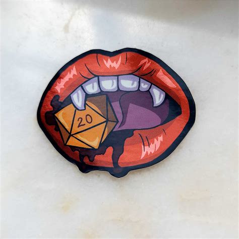 D20 Vampire Lips Metallic Sticker Lindormdice