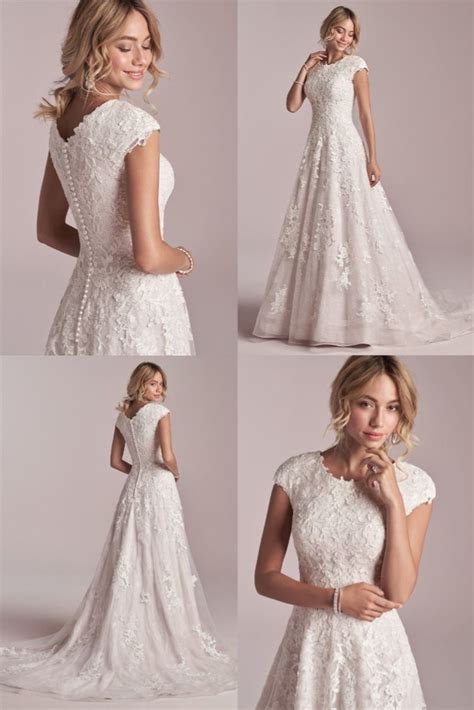 Modest Lace A Line Wedding Dress Short Sleeve Wedding Dress Modest
