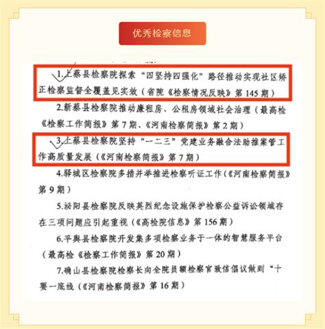 【喜报】上蔡检察院办公室荣获全市检察机关信息工作先进集体和先进个人表彰