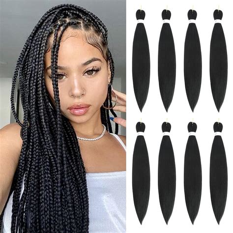Black Braiding Hair 20 Inch 8 Packs Braiding Hair Pre