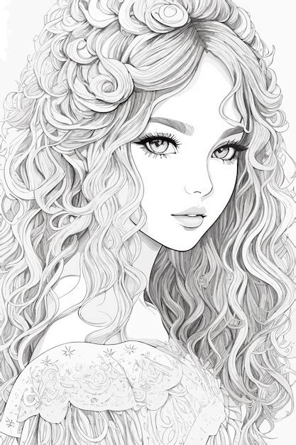 Disegno Semplice Di Una Ragazza Con I Capelli Ricci