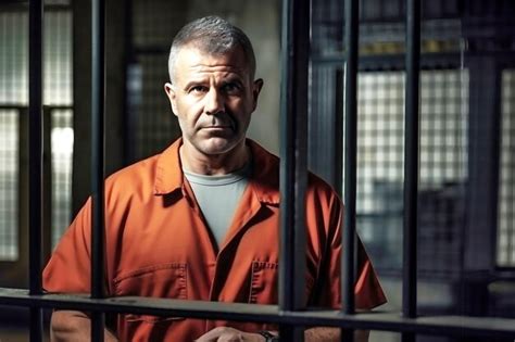 Premium Ai Image An Elderly Criminal In An Orange Uniform Sits In A