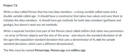 Solved Project 7b Write A Class Called Person That Has Two
