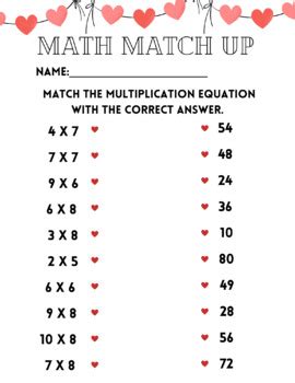 Multiplication Match Up By SweetAsSummer TPT