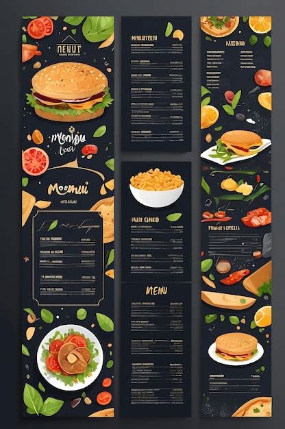 different types of black menu mockup design premium ai generated image