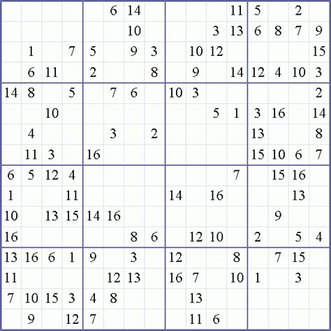 Printable Sudoku Weekly 16 X 16 Hard Lyana Printable Sudoku