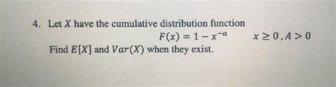 Solved 4 Let X Have The Cumulative Distribution Function
