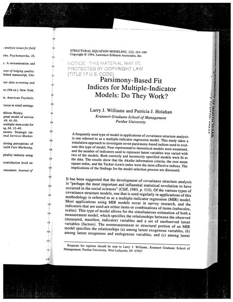 Pdf Parsimony Based Fit Indices For Multiple Indicator Models Do They Work