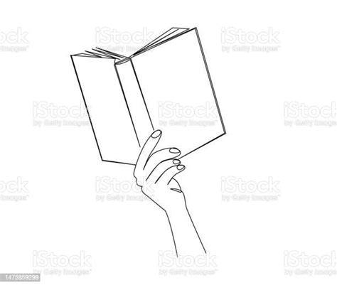 Dessin Continu Dune Ligne Du Livre Tenant La Main Lecture Dillustration