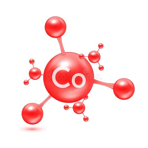 Minerals Cobalt In The Form Of Atoms Molecules Red Glossy Icon 3d