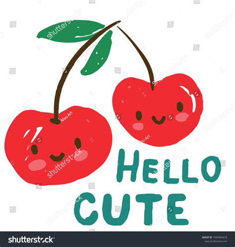 Hand Drawn Cute Cherry Vector Illustration Stock Vector Royalty Free 1990984418 Shutterstock