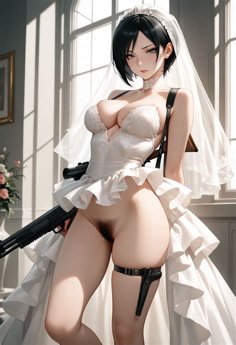 Rule 34 1girls Ada Wong Ai Generated Bridal Tiara Bridal Veil Bride Choker Cleavage Female