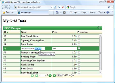 Implementing Ajax Grid Using Jquery Data Grid Plugin Jqgrid