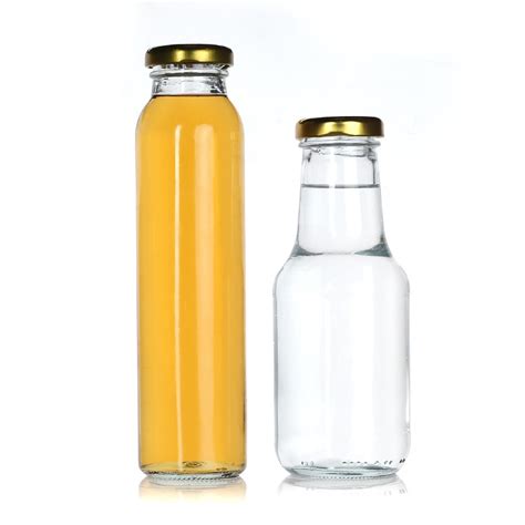 In Stock Round Clear Glass Bottle For Juice Milk Beverage Bottles And