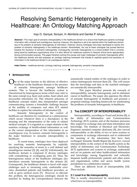 Pdf Resolving Semantic Heterogeneity In Healthcare An Ontology Matching Approach