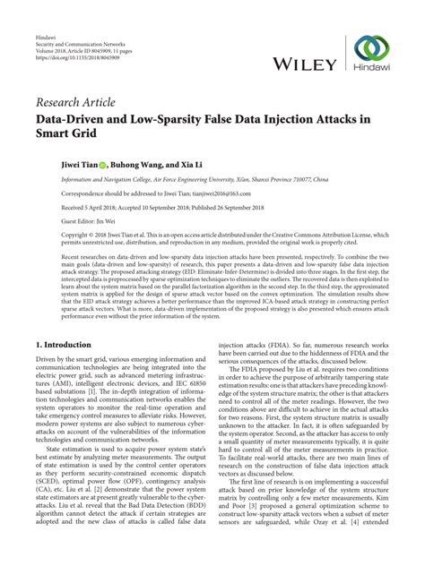 Pdf Data Driven And Low Sparsity False Data Injection Attacks In