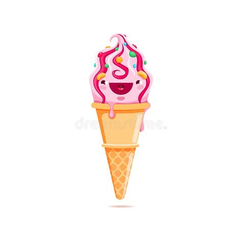Cartoon Ice Cream Cone Character Cute Icecream Stock Vector