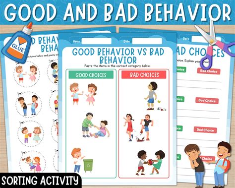 Good And Bad Behavior Sorting Activity Cut And Paste Good Vs Bad