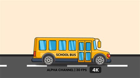 Flat Design School Bus Driving On Road Animation Loop Backgrounds Motion Graphics Ft School