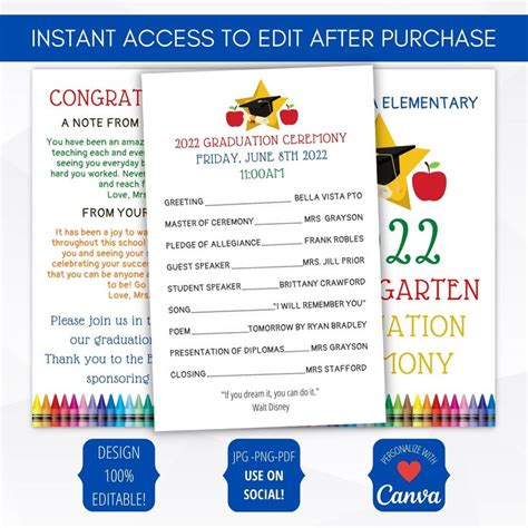 Kindergarten Graduation Ceremony Printable Program