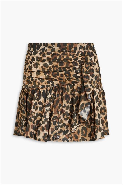 Claudie Pierlot 루쉬 장식 레오파드 프린트 코튼 모슬린 미니 스커트 최대 70 세일 The Outnet