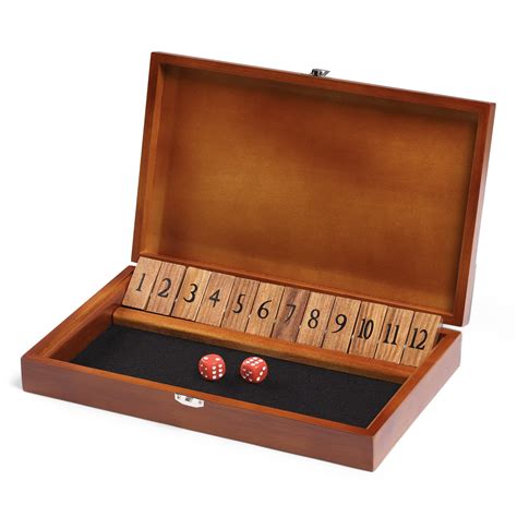 Buy Shut The Box Dice Game With Numbers And Lid Wooden Classic Board Game With Dice Gift