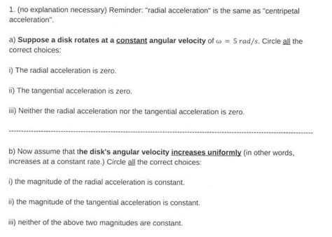 Solved 1 No Explanation Necessary Reminder Radial