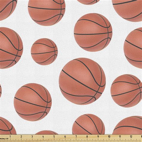 Basketball Fabric By The Yard Upholstery Realistic Style Balls Pattern