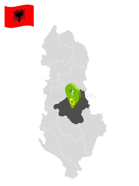 Location Elbasan County On Map Albania 3d Location Sign Similar To The Flag Of Elbasan County