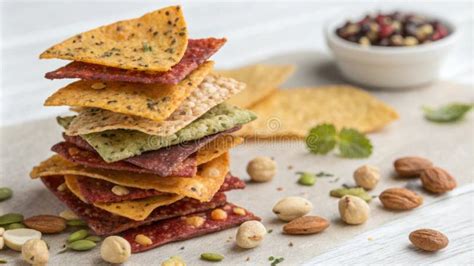 A Closeup Of Bean Chips Stacked Precariously Revealing Their Intricate