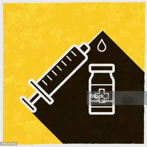 Vaccination Seringue Et Flacon De Vaccin Icône Avec Une Ombre Longue