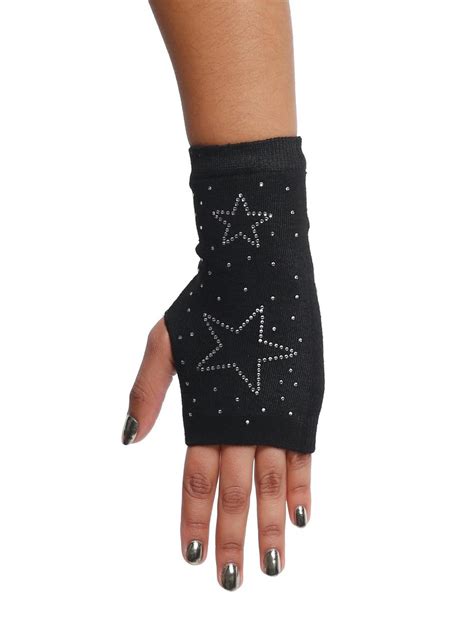 Rhinestone Star Fingerless Gloves Hot Topic