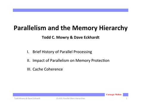 Parallelism And The Memory Hierarchy Todd C Docslib