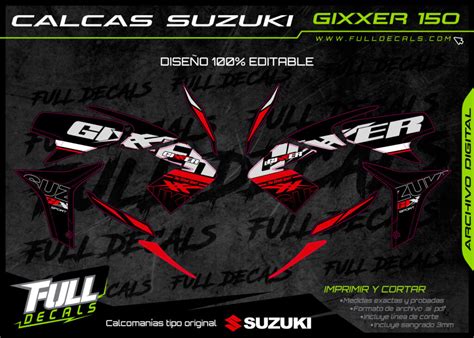 CALCAS SUZUKI GIXXER 150 DISEÑO TIPO ORIGINAL MODERNA ROJO NEGRO FULL