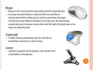 Input Output Devices 1122 PPTX Computer Peripherals Computing