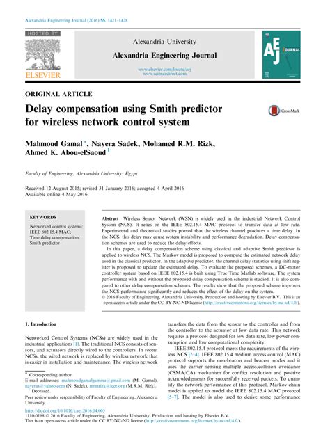 Pdf Delay Compensation Using Smith Predictor For Wireless Network Control System
